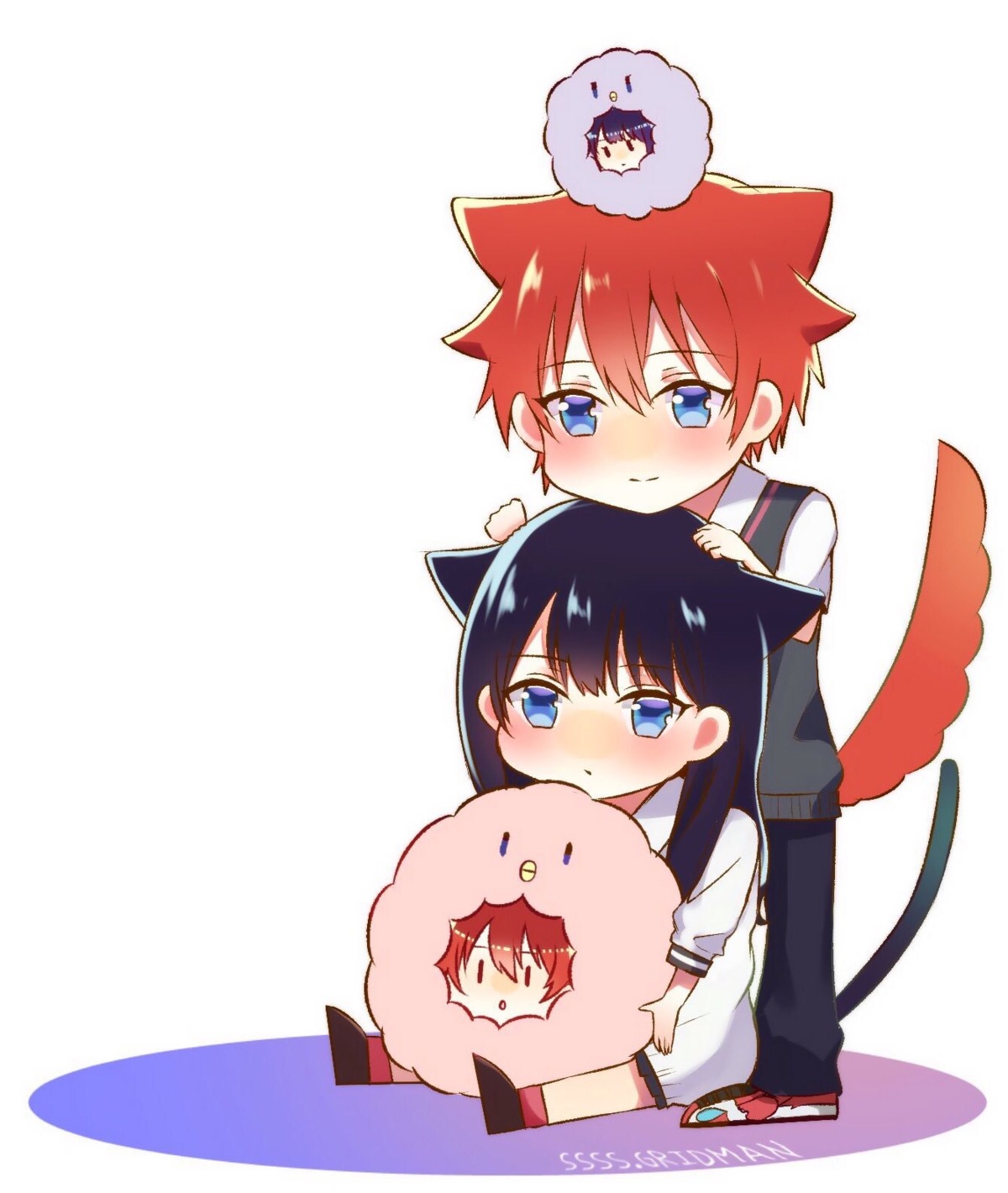 komugi (komugi ckdi) ssss.gridman hibiki yuuta takarada rikka chibi seifuku sweater | #501893 ...